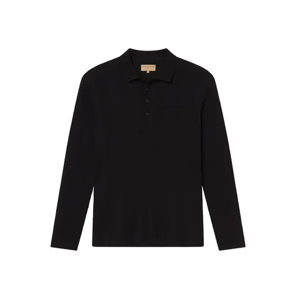 WESTON JON BOUCHER Alastair L/s Slim Fit Knit Polo Pitch - Black