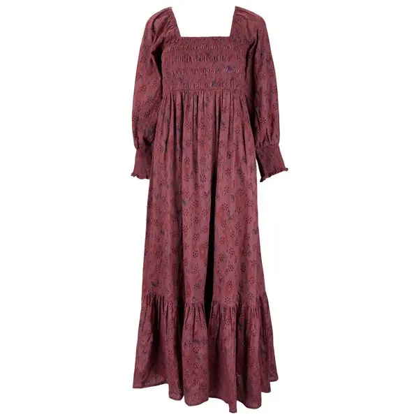 EM & SHI Berry Smocked Dress - Red