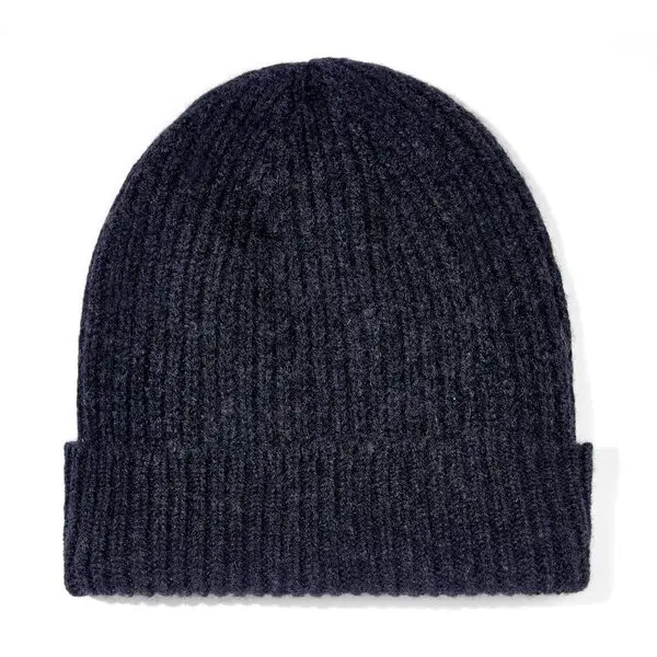 PAUL JAMES KNITWEAR 100% Cashmere Ribbed Beanie Hat Charcoal - Grey