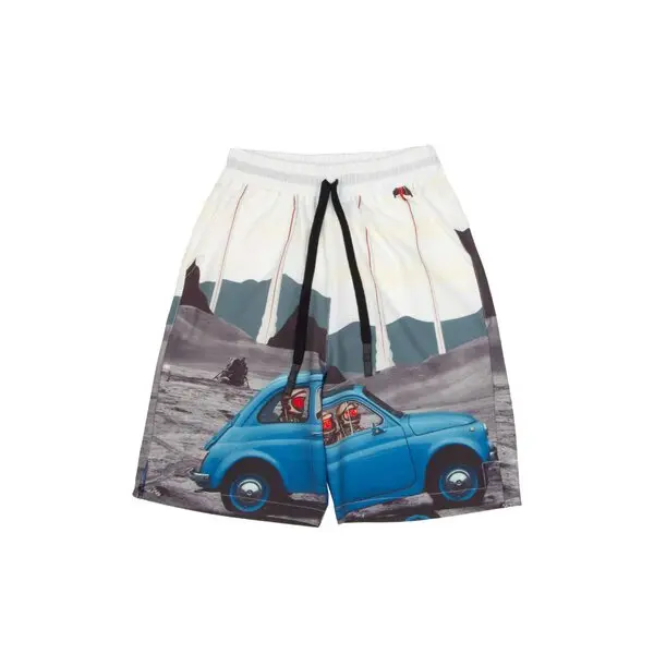 MYSIMPLICATED Blue / White Bermuda Shorts With Rockets Design Recycled Fabric W - Blue/white