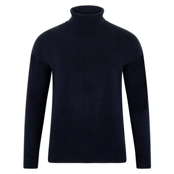 PAUL JAMES KNITWEAR Merino Alessandro Cashmere Submariner Roll Neck Jumper Submarine Navy - Blue
