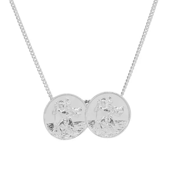 KATIE MULLALLY Double St Christopher Necklace - Silver