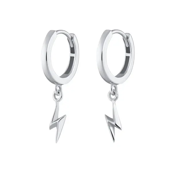 SCREAM PRETTY Lightning Bolt Charm Hoop Earrings - Silver