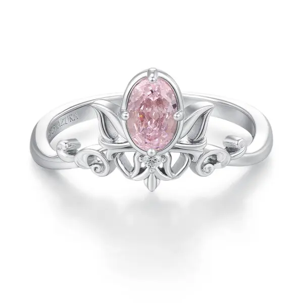 AZURA JEWELRY NEW YORK Sylphae Fairie Morganite Ring White Gold Vermeil - Silver