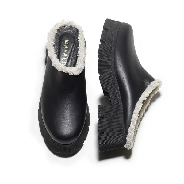 MAFALDA Pagu Fur Babouche - Black