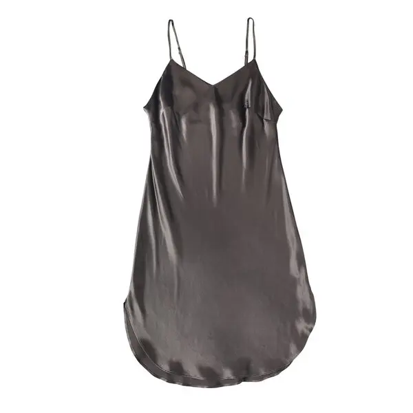 SOFT STROKES SILK River Nymph Pure Silk Slip Dress - Grey