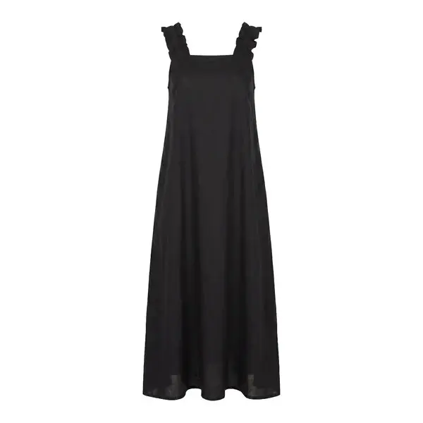 Adrift Clothing Claire Maxi Linen Dress - Black