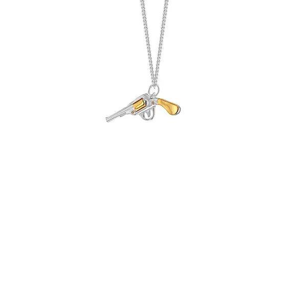 TRUE ROCKS Sterling & 18kt Gold-plated 2 Tone Retro Pistol Mini Pendant - Silver