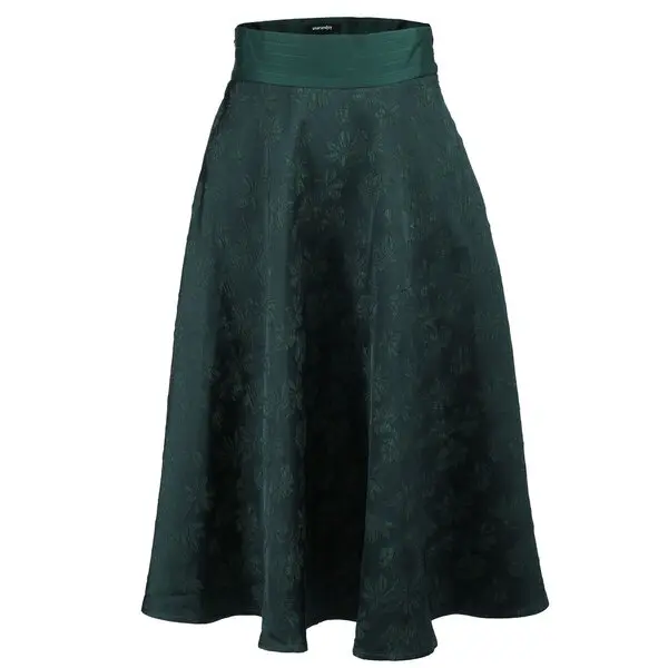 SMART AND JOY Flared Jacquard Skirt - Green