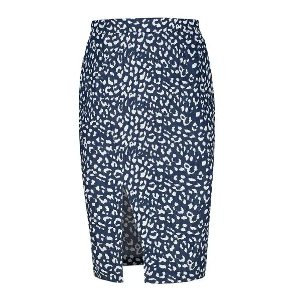CONQUISTA Print Gabardine Pencil Skirt - Blue