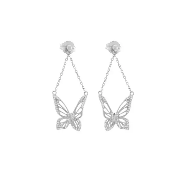SEVEN SAINTS Graceful Spirit Butterfly Earrings, White Rhodium - Silver