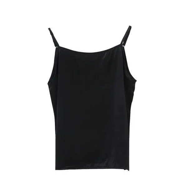 SOFT STROKES SILK Pure Mulberry Silk Camisole With Adjustable Straps Relaxed Fit - Black