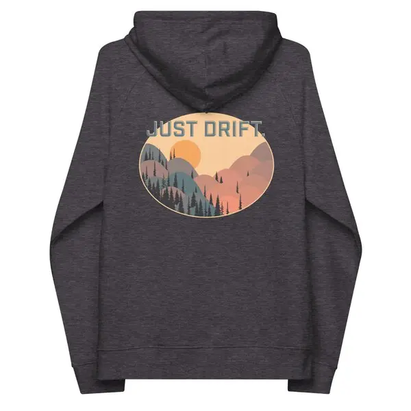 ANCHOR & CREW Charcoal Melange Just Drift. Seeker Organic Cotton Raglan Hoodie - Grey