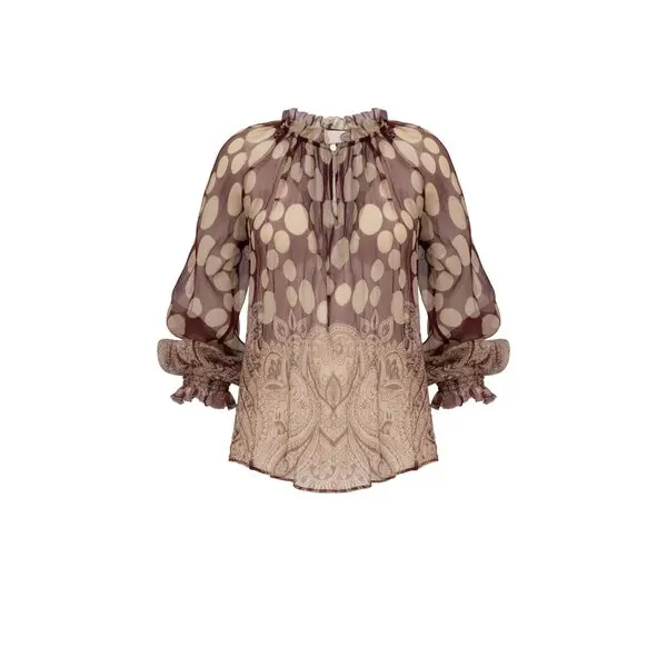 GEORGETTE Luna Sheer Blouse - Brown
