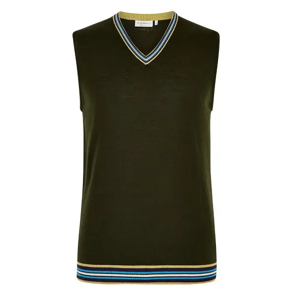 MG RIVERS Olive Extrafine Merino Tank Top - Green