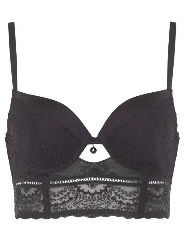 BONBON LINGERIE Mara Wide Lace Push-up Bra - Black