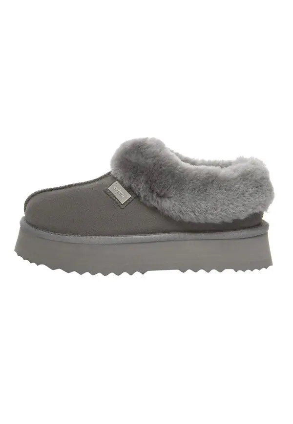 EVERAU AUSTRALIA Topknot Leather Slippers - Grey