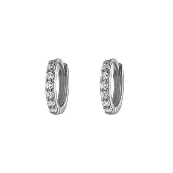 OUTOFOFFICE Pavé Six Mm Huggie Hoop Earring - Silver