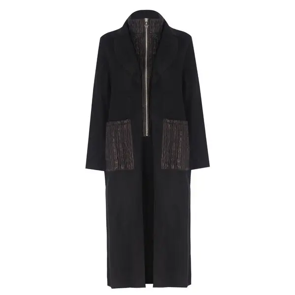 MIRIMALIST Slit Wool Coat - Black