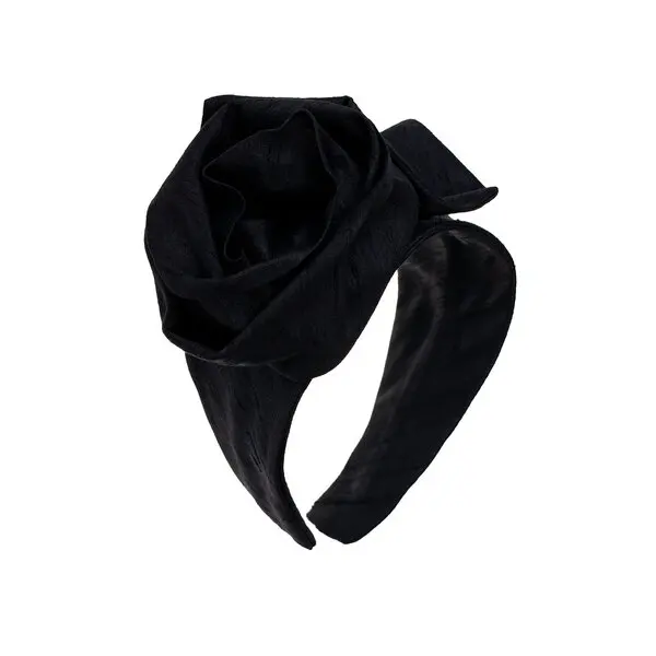 SIBI HATS Rose Embellished Silk Headband - Black