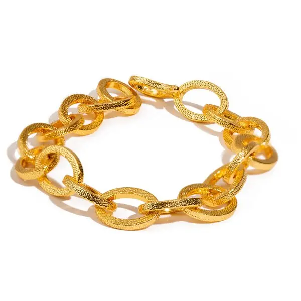 EBRU JEWELRY Bold Links Chunky Adjustable Bracelet - Gold