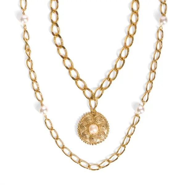 CARAMEL VINTAGE JEWELLERY Vera Double Necklace Set - Gold