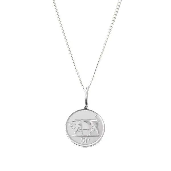 KATIE MULLALLY Irish 5p Coin & Chain In Sterling - Silver