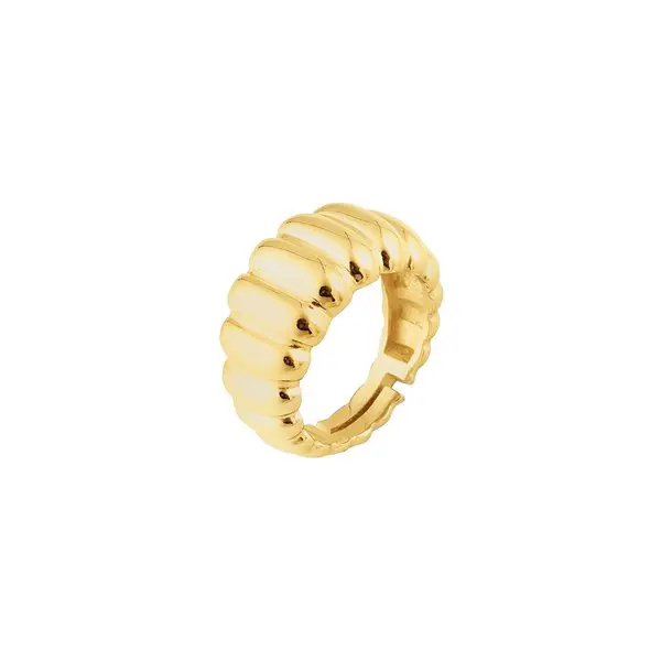 SPERO LONDON Chunky Multi Dished Adjustable Statet Sterling Silver Croissant Ring - Gold