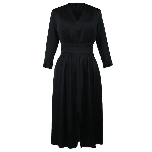 SMART AND JOY Fit-and-flare Satin And Jacquard Dress - Black