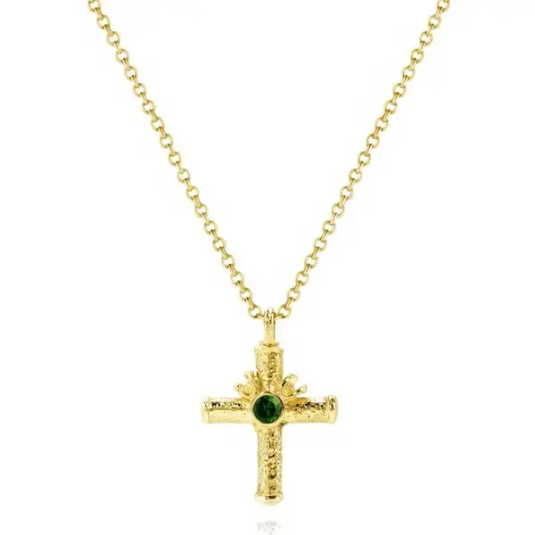 UNALOE Silver / Blue Celestial Cross Necklace With Sapphire In Gold Vermeil – Elegant Jewelry - Silver/blue