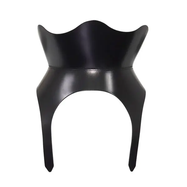 HAUTE CUIR Medusa Leather Corset Belt - Black