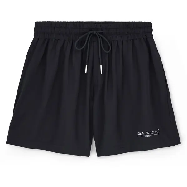 SEA_WASHED Classic Beach Shorts - Black