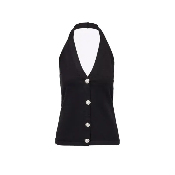 AMY LYNN Clarissa Knit Halter Top - Black