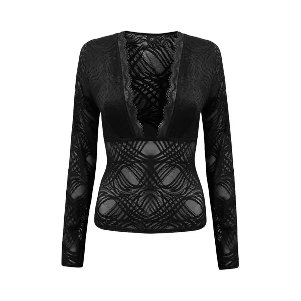 OW Lexi Long Sleeve Lace Blouse - Black