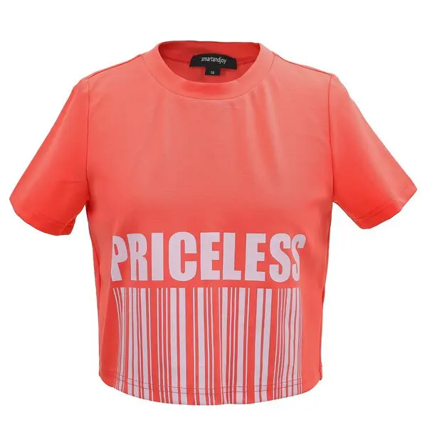 SMART AND JOY Typo Print Cropped T-shirt - Pink