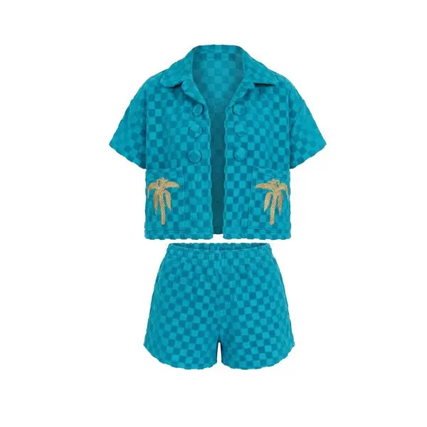 NUR KARAATA Miami Muse Short Set - Blue