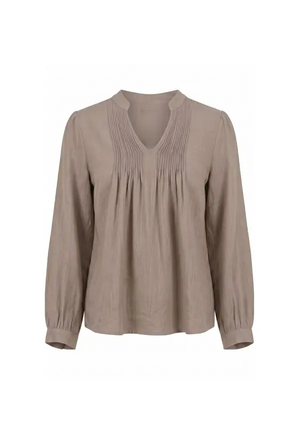 FRANCHETTI BOND Lola Timeless Taupe Linen Mix Shirt - Brown