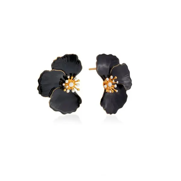 MILOU JEWELRY Poppy Flower Earrings - Black