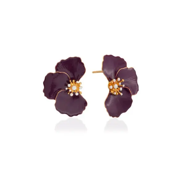 MILOU JEWELRY Poppy Flower Earrings - Purple