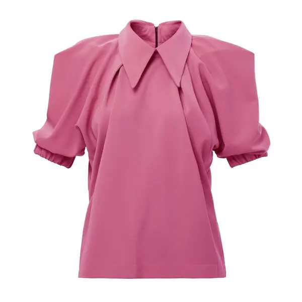 JULIA ALLERT Designer Puff Sleeve Blouse – Pink - Red