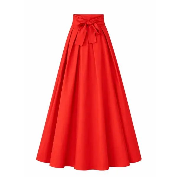 NIKKA PLACE Cotton A-line Skirt With High Waist - Red