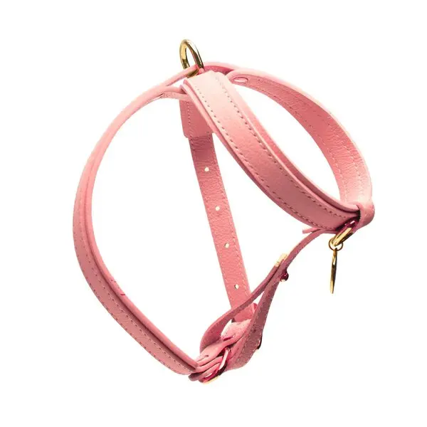 Zoë Pet Atelier Leather Cross Harness In Candy - Pink