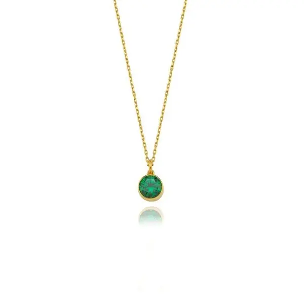 LINYA JEWELLERY Cosmic Chain Zodiac Necklace Birthstone - Green