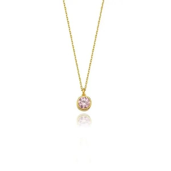 LINYA JEWELLERY Cosmic Chain Zodiac Necklace Birthstone - Pink