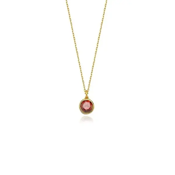 LINYA JEWELLERY Cosmic Chain Zodiac Necklace Birthstone - Red