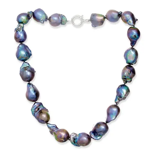 PEARLS OF THE ORIENT ONLINE Decus Large Cultured Freshwater Baroque Pearl Necklace - Black