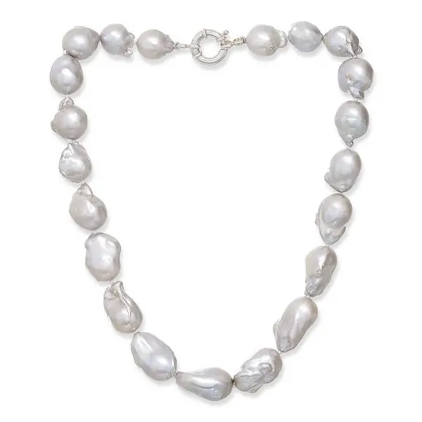 PEARLS OF THE ORIENT ONLINE Decus Large Cultured Freshwater Baroque Pearl Necklace - Grey