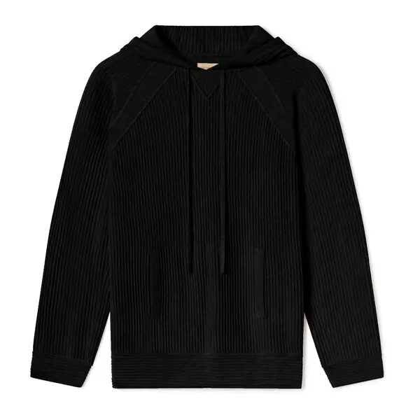 WESTON JON BOUCHER Dune Ottoman Knit Luxury Hoodie With Silk & Wool Pitch - Black