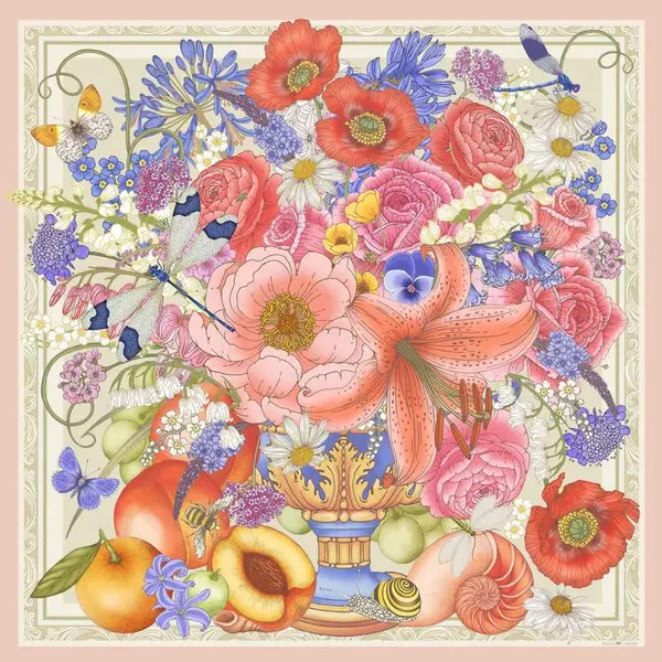 EMILY CARTER Neutrals / The Summer Still Life Scarf L - Pink