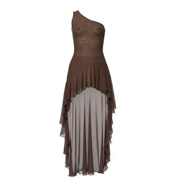 ALOMA STUDIO Sirène Maxi Mesh Dress - Brown